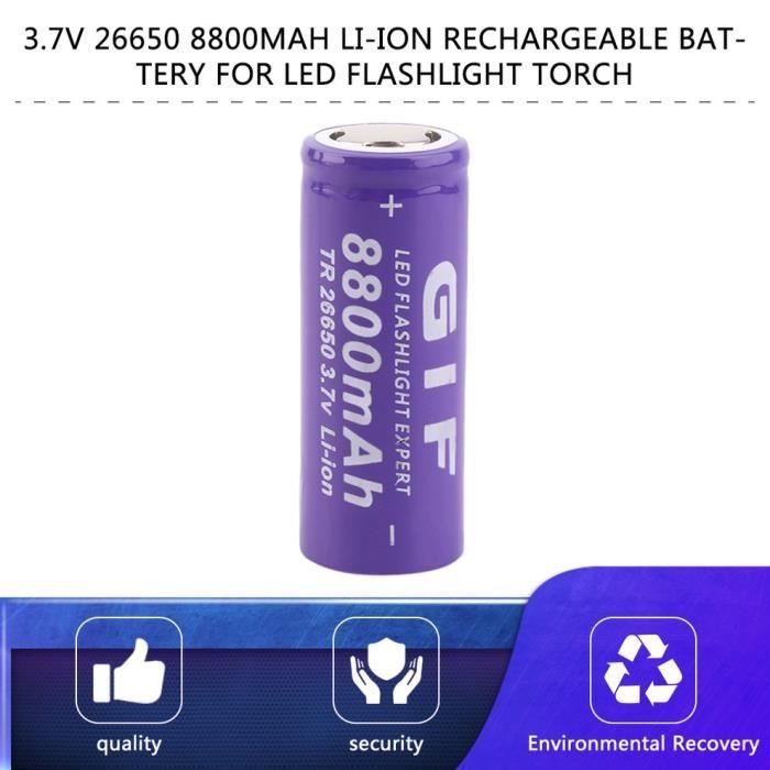 1x Batterie Rechargeable Li-ion 3.7V 26650 8800mAh Pour Lampe De Poche ...