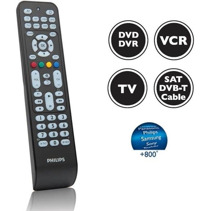 PHILIPS SRP2008B Télécommande universelle 8 en 1 - Cdiscount TV Son Photo