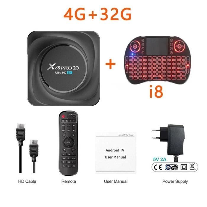 Box multimedia,Boîtier TV X88 PRO 20,Android 11,RK3566,6 cœurs,8K,1000 ...