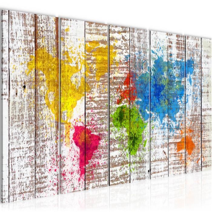 Runa art Tableau Décoration Murale Carte du Monde Abstrait 200x80 cm ...