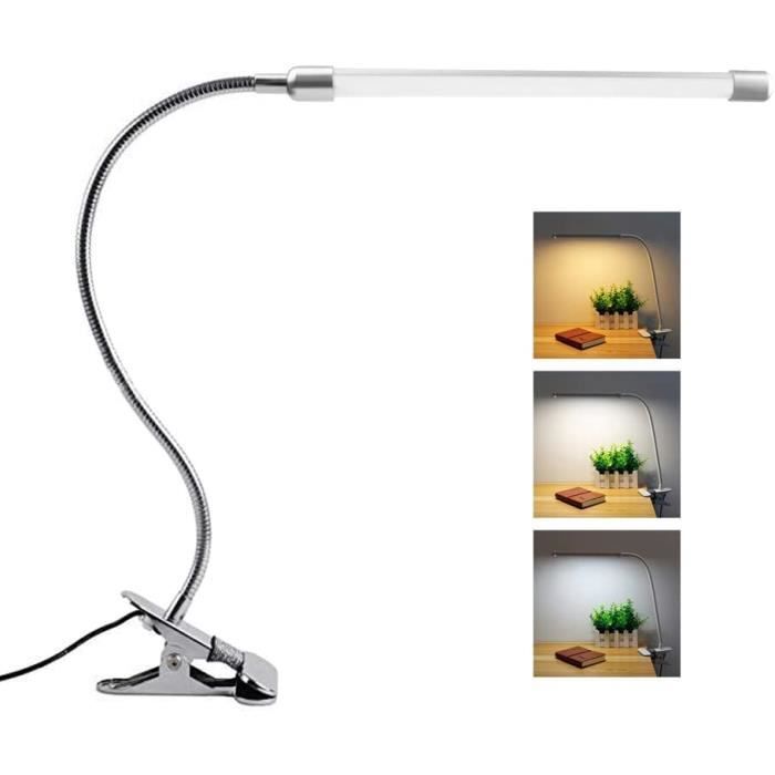 8W USB Lampe de Bureau avec Pince, Dimmable Lampe de Lecture à Pince, 3 Couleurs et 10 Intensité ...