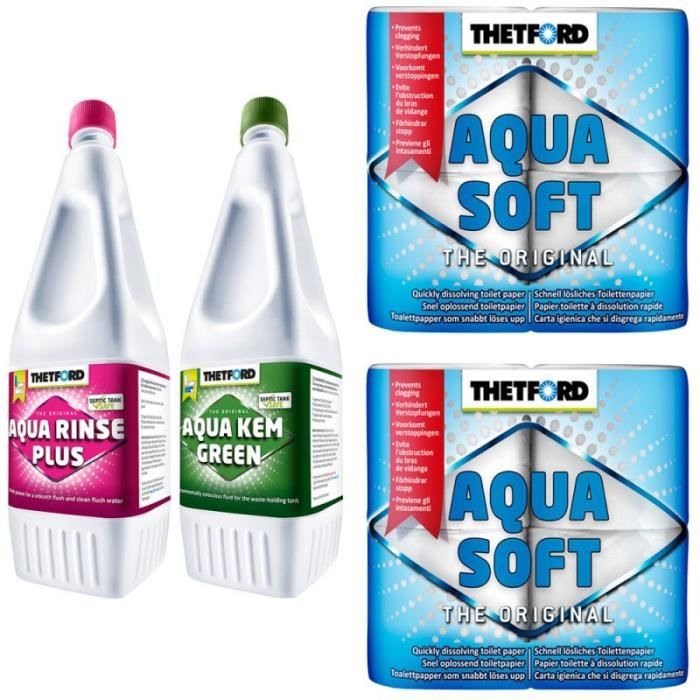Aqua Rinse Plus 1,5L + Aqua Kem Green 1,5L + 2xPapier toilette Aqua ...