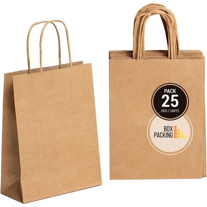 Boxpacking | 25 Sacs Papier Kraft | Sac Kraft Avec Anses | Mesures ...