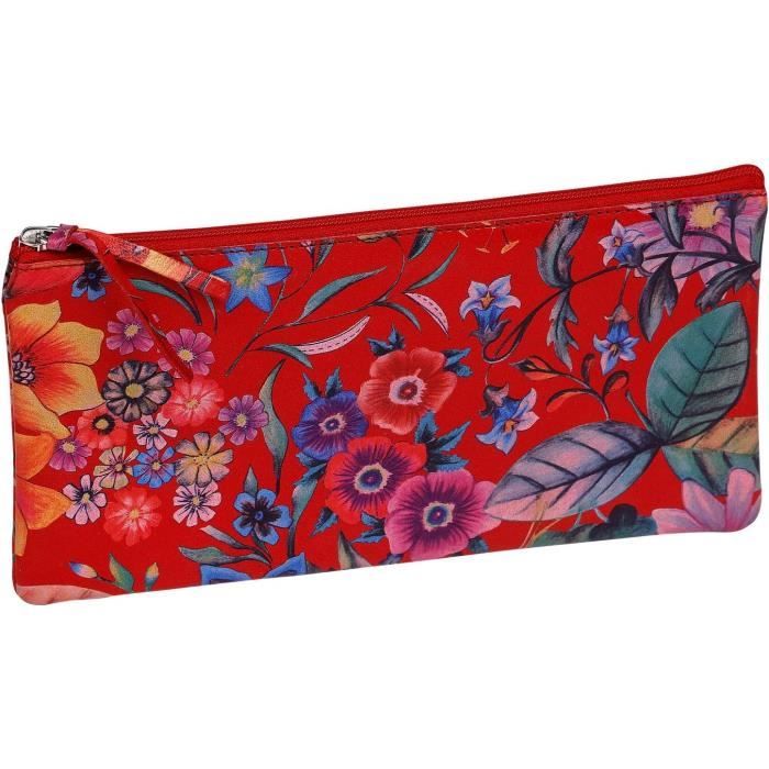 410104C - Trousse Scolaire Plate Rouge Motifs Fleurs 22X11 Cm En ...