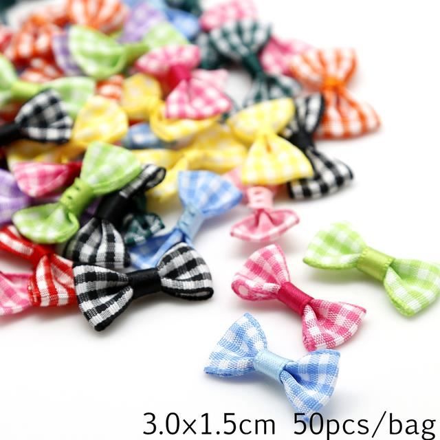 Ruban,Random Color 50pcs--25-50 pièces (3x1.5cm) petit ruban de Satin ...