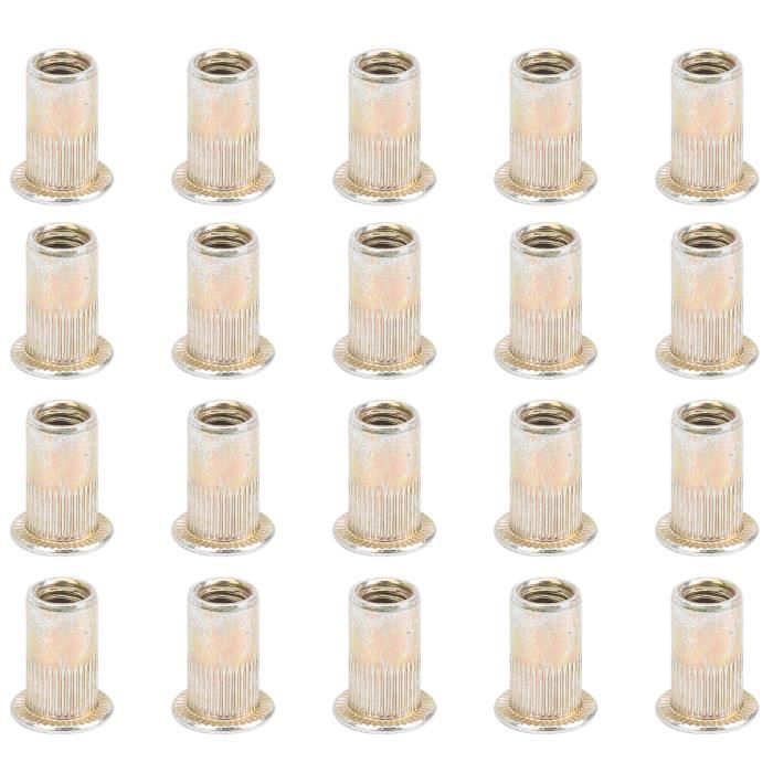 Zerone Kit d'écrou fileté à tête plate 100pcs Écrou à Rivet à Tête ...
