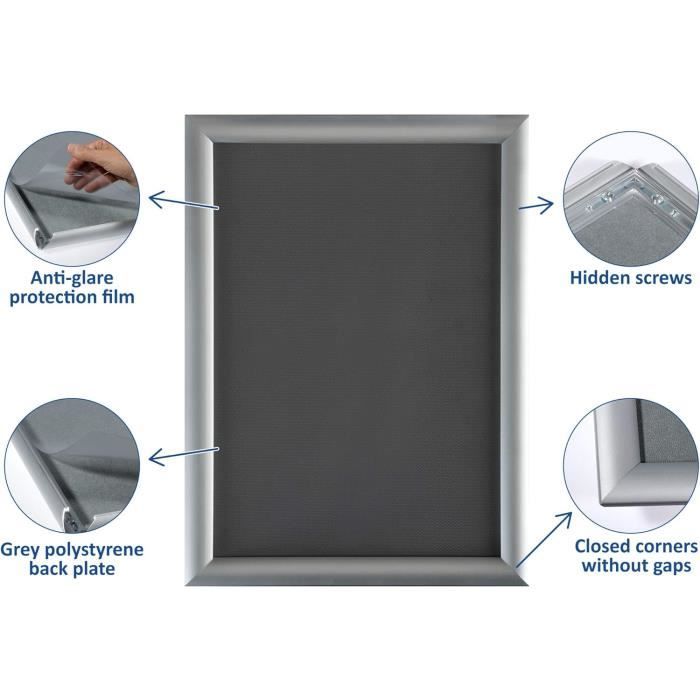 Cadre Porte affiche clipsable A4, couleur bleue, Profil 25mm, Aluminium ...