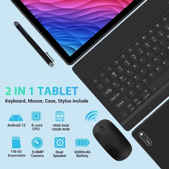 Tablette Android 12 Avec Ensemble Clavier Souris Coque Stylo, 10 Pouces ...