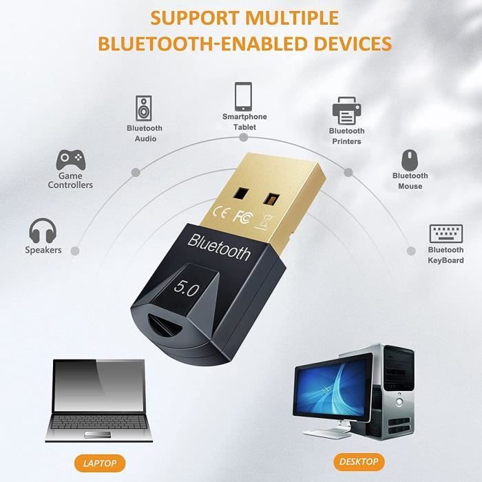 WONSUN Clé Bluetooth 5.0 Dongle USB, Adaptateur Bluetooth Récepteur ...
