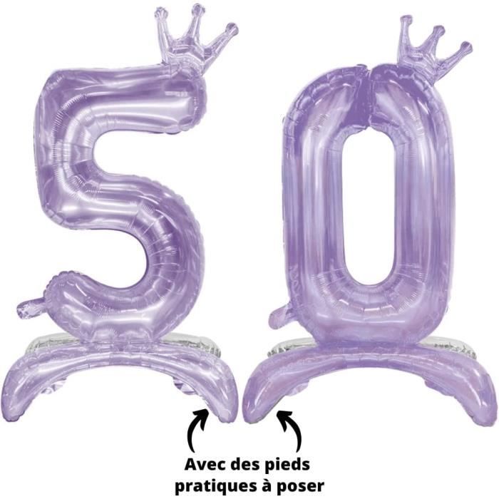 Ballon 50 Ans Violet Cristal Xl Debout - Ballon Anniversaire 50 Ans ...