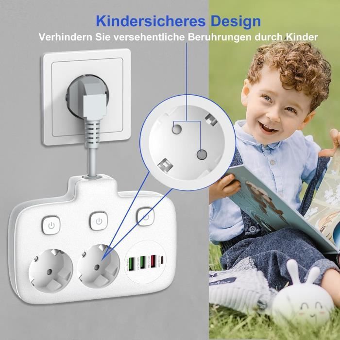 Double fiche pour Prise, multiprise avec Interrupteur, multiprise ...