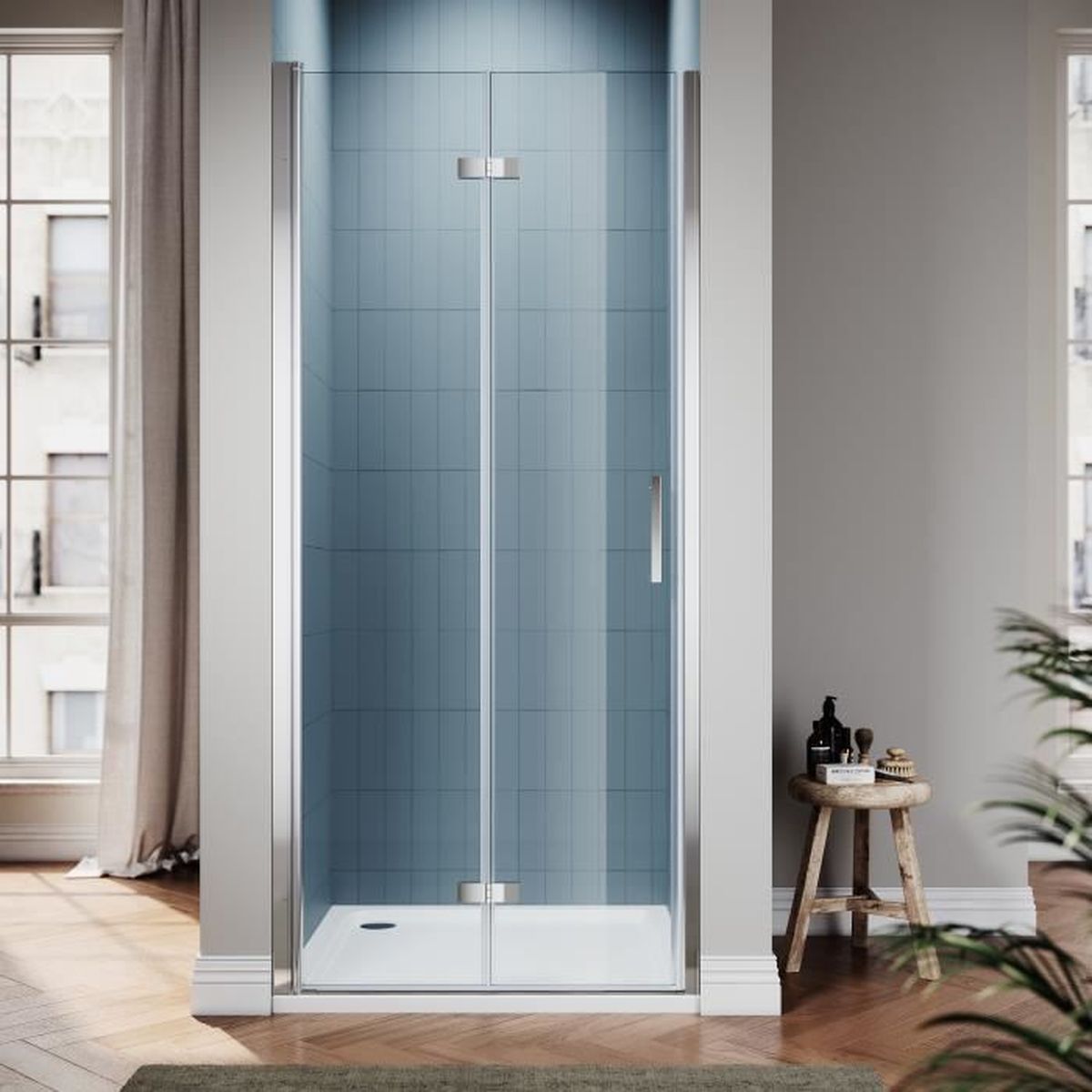SIRHONA Porte de douche Blanc plié, Porte de douche Pivotante en Verre ...