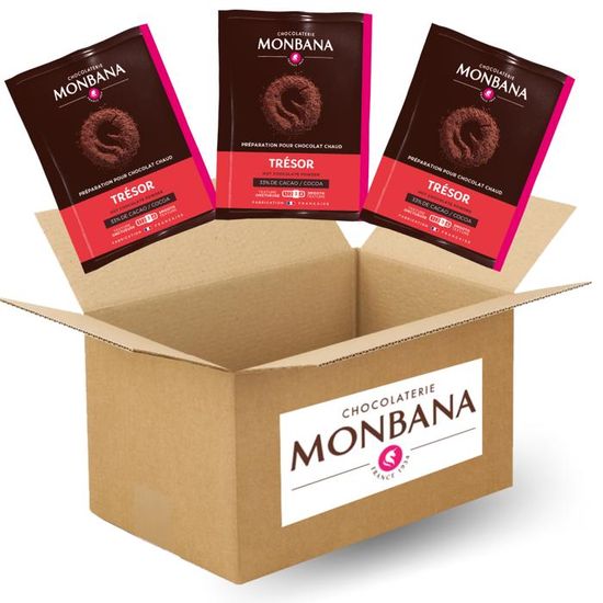 MONBANA | 50 sachets de chocolat en poudre TRESOR | Doses individuelles ...