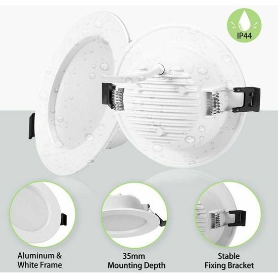 10 x 5W Spot LED Encastrable Extra Plat, IP44 Spot LED Salle de Bain, 310LM Blanc Froid 6000K ...
