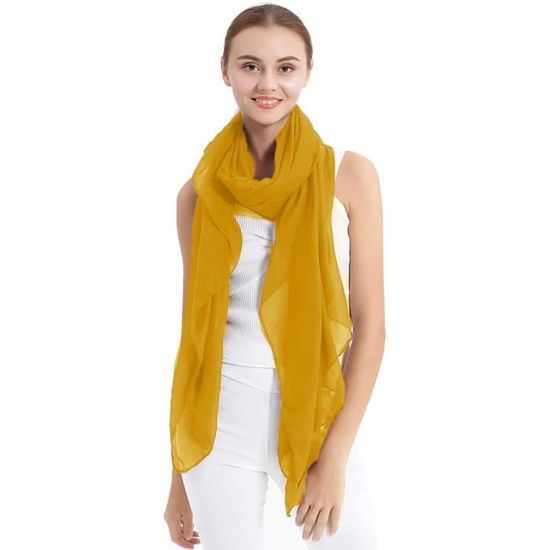 Foulard Coton Femme Couleur Unie Grand Châle Pure Fes Femmes S’Enroule ...