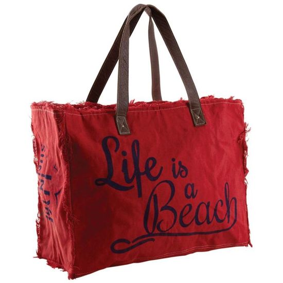 Sac en coton décor Life is a beach Rouge Rouge - Cdiscount Bagagerie ...