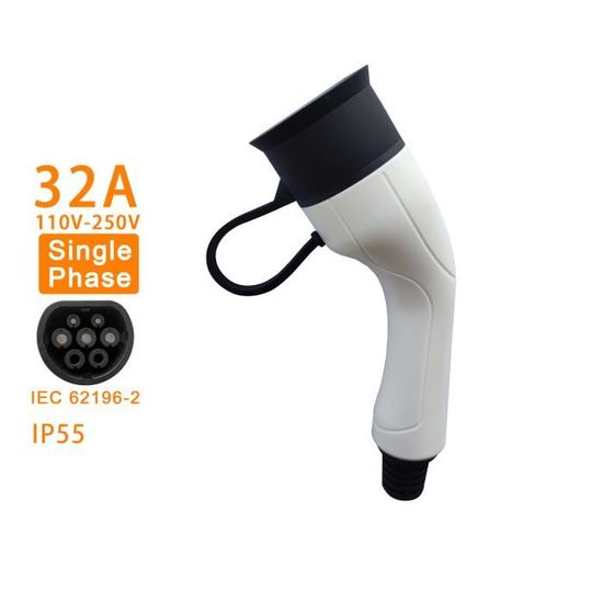 32A monophasé - Chargeur EV 3 phases type 2, adaptateur de prise 16A32A EVSE femelle IEC62196 ...