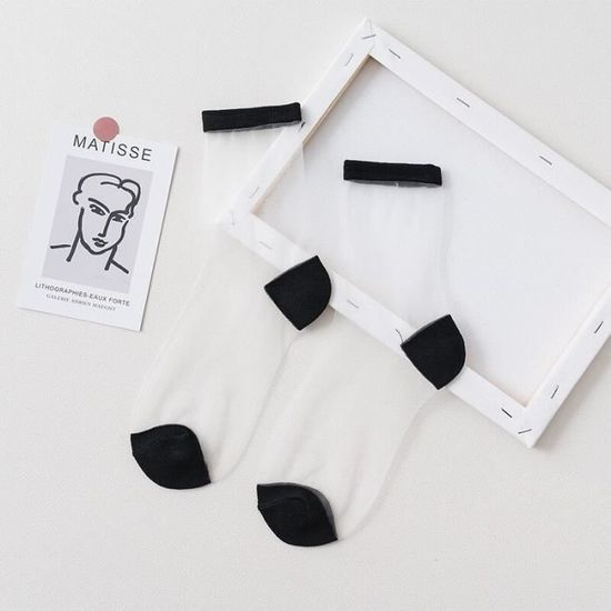 Bas Chaussettes Style Coréen Harajuku Cristal Soie Pour Filles