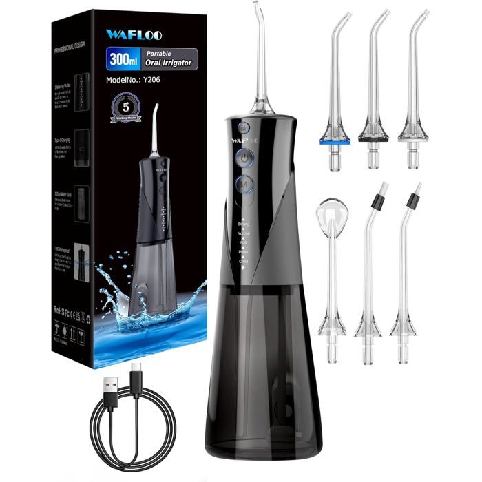 Jet Dentaire Hydropulseur - SUTEO - 5 Modes - 6 Embouts - Rechargeable ...