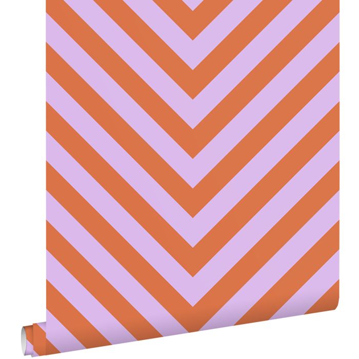 Papier peint motif en chevron violet et terracotta - 50 x 900 cm ...