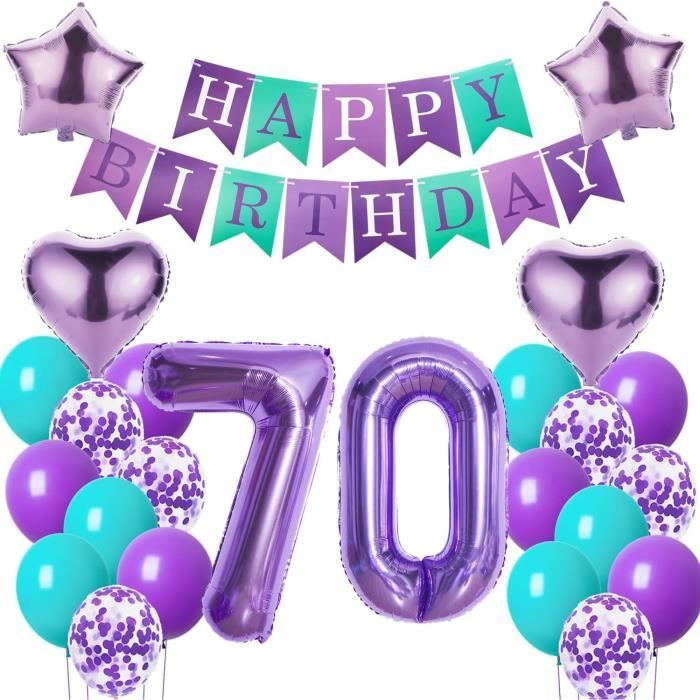 Ballons 70 Ans Anniversaire Femme 70 Decoration Violet Anniversaire 70 ...