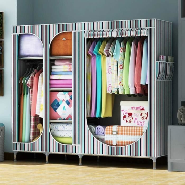 WARDROBE Garde-Robe Portable Toile Vêtements Étagères Chambre Non-Tissé ...