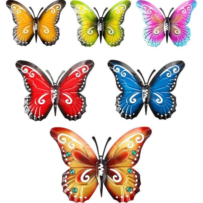 6 Pièces Papillon en Métal Art Mural Papillons en Métal Décoration ...