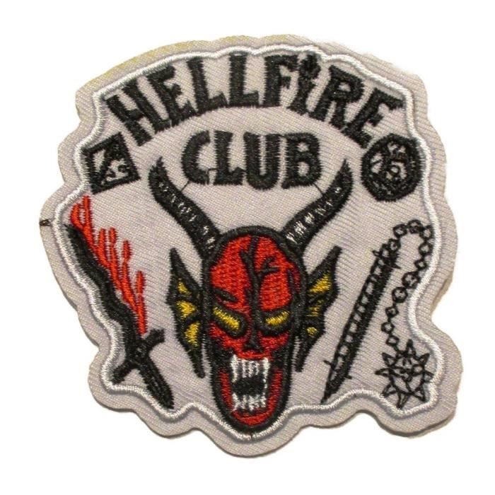 Patch hellfire club blanc demon devil 8x8 cm écusson thermocollant pour ...