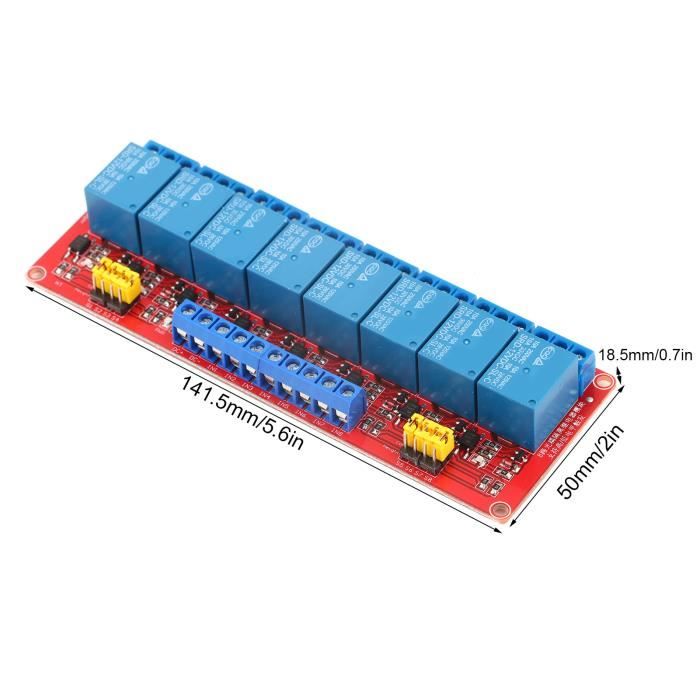 Module relais - EJ.LIFE - 8 canaux - Optocoupleur - 5V/12V/24V ...