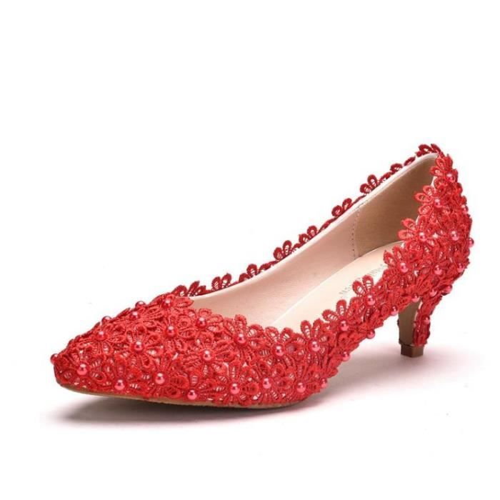 Chaussures de mariage en dentelle Queen escarpins en dentelle à talons ...