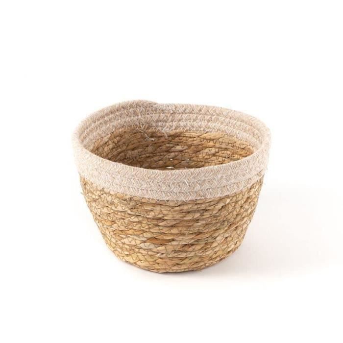 Panier rond en coton et fibres bicolores avec poignées 20 cm 287389CLM ...
