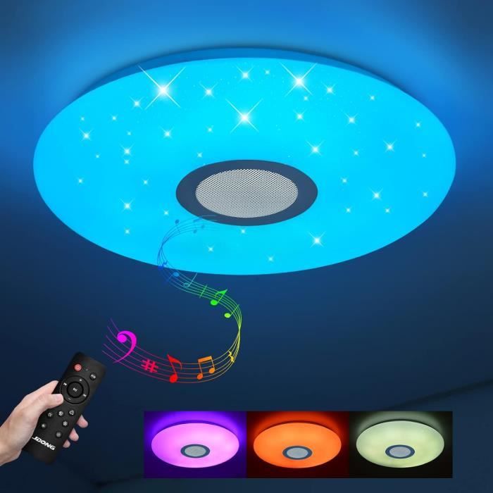 Plafonnier Led Avec Télécommande Dimmable 36W Bluetooth Plafonnier Ciel ...