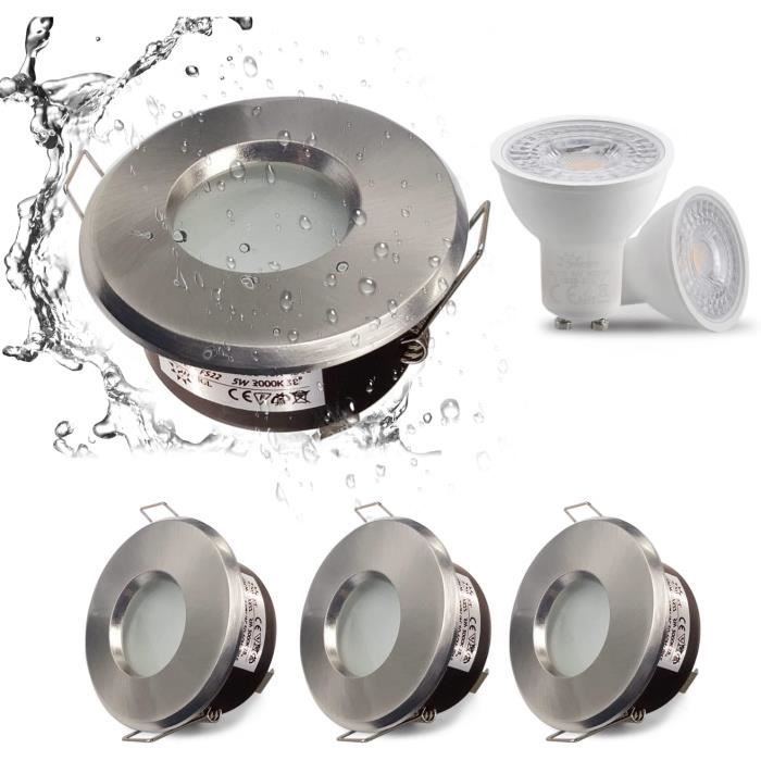 Set de 4 spots LED ip65 étanche 5W Blanc Chaud 3000k Spot Encastrable ...