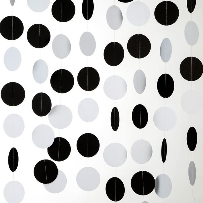 BANDEROLE,Black White--Guirlande à points en papier blanc perle de 13 ...