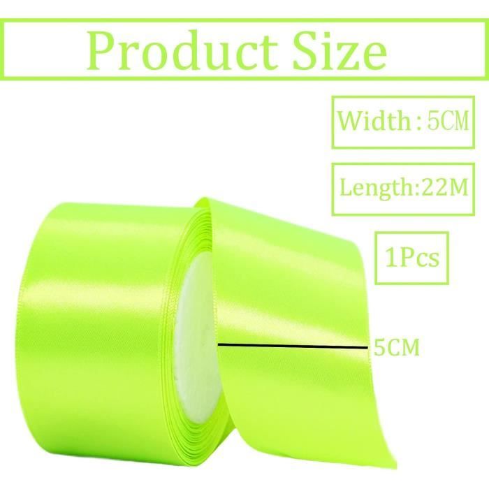 Ruban Satin Vert Fluorescent Gros 50mm,22m Polyester Ruban Satin,Ruban ...