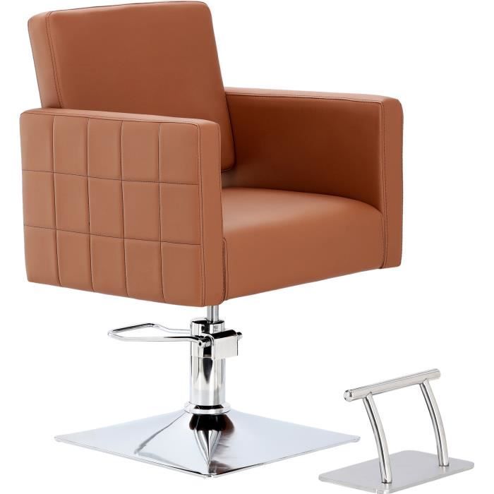 Chaise de coiffure Tom Brown avec repose-pieds pivotant hydraulique ...