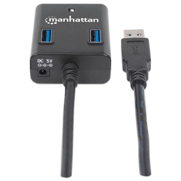 Concentrateur USB - MANHATTAN - 162296 - 4 Ports - SuperSpeed - Noir ...