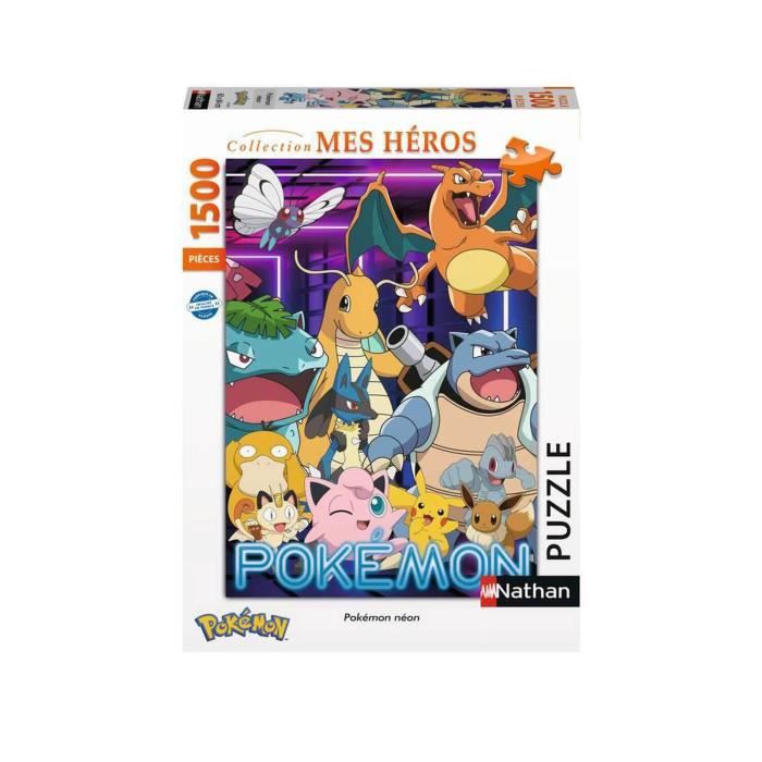 Puzzle 1500 pièces - NATHAN - Pokémon - Dessins animés et BD - Coloris ...