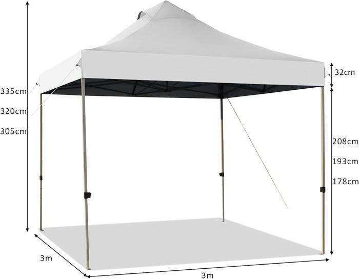 GOPLUS Tonnelle de Reception Pliant 3x3M, Tonnelle de Jardin Pop-UP ...