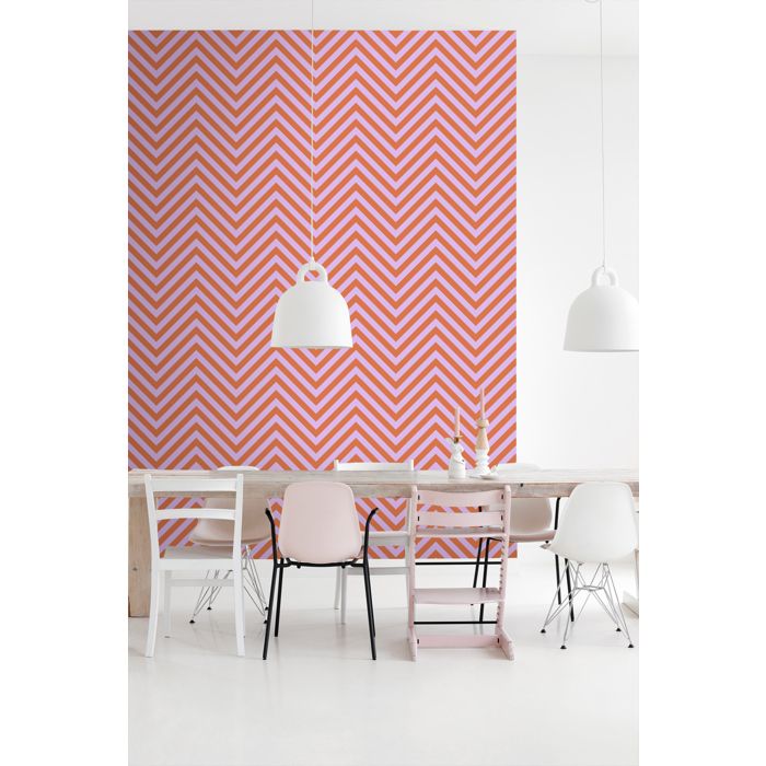 Papier peint motif en chevron violet et terracotta - 50 x 900 cm ...
