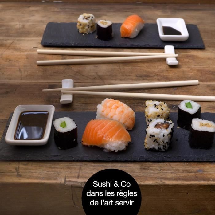 2 x Service Sushi - Sushi Plateau avec Baguettes Banc de Rangement Bols ...