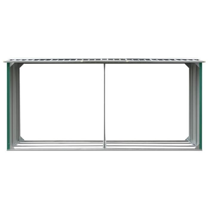 Garnaco Abri de stockage de bois Acier galvanisé 330x92x153 cm Vert ...