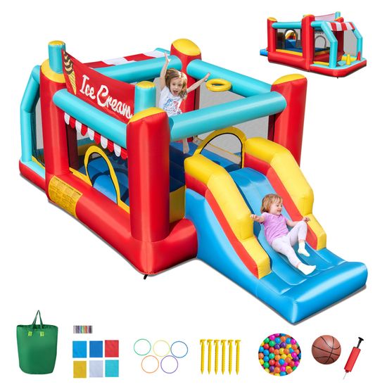 Château Gonflable 5 en 1 pour Enfants - COSTWAY - Toboggan - Zone de ...