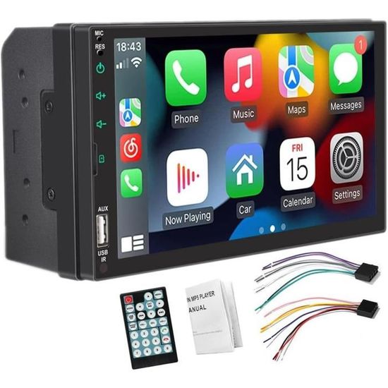 Autoradio Double Din Compatible Avec Sans Fil Apple Carplay Et Android Auto 7 Pouces Bluetooth ...