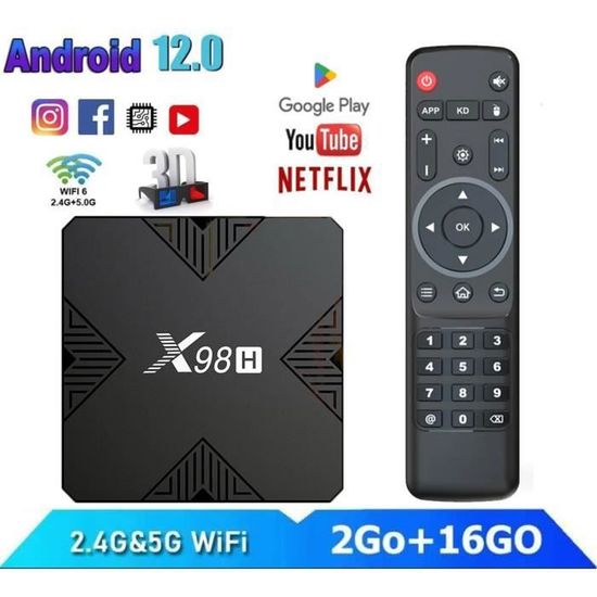 Boîtier iptv Android 12.0 Smart TV Box iptv Box 2Go+16Go Allwinner H618 ...