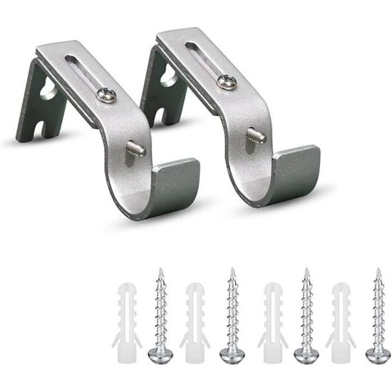 Lot De 2 Supports De Tringle À Rideaux En Métal Réglables Avec Vis Pour ...