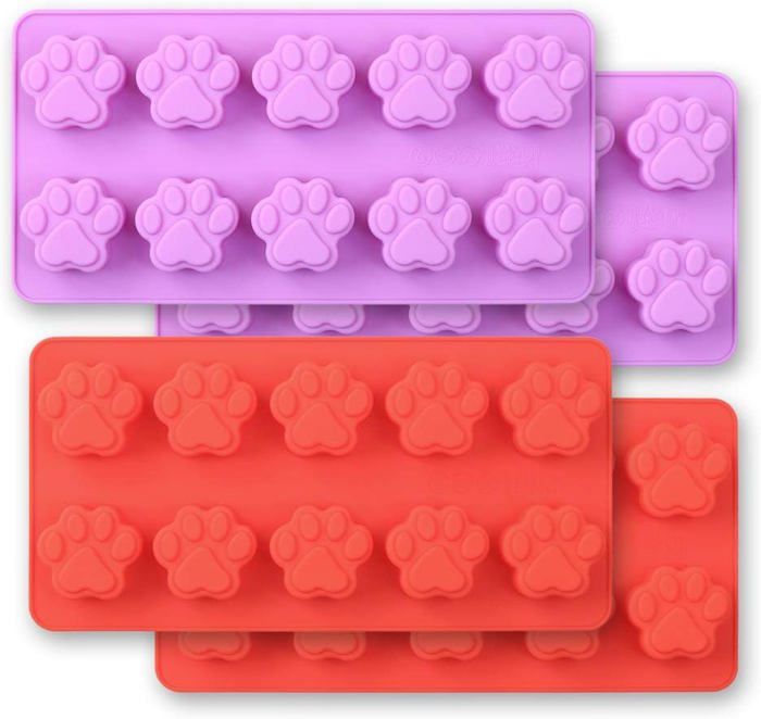 Lot de 4 moules en silicone en forme de patte de chien, 10 cavités, qualité alimentaire, pour ...