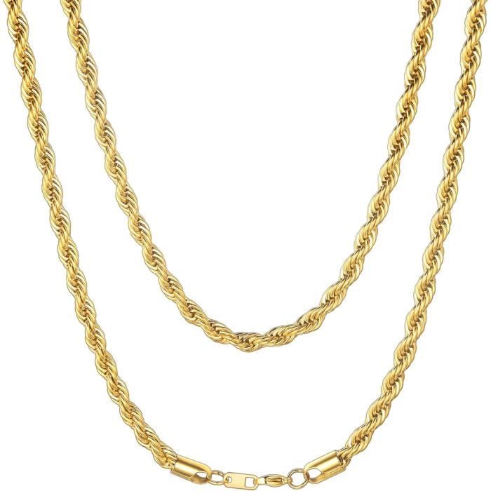 Chaine Rope Acier Homme Collier Maille Corde Pour Pendentif 3Mm Chaîne ...