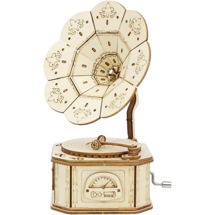 Puzzle 3D En Bois Gramophone - Modèle a - Boîte À Musique Mécanique ...