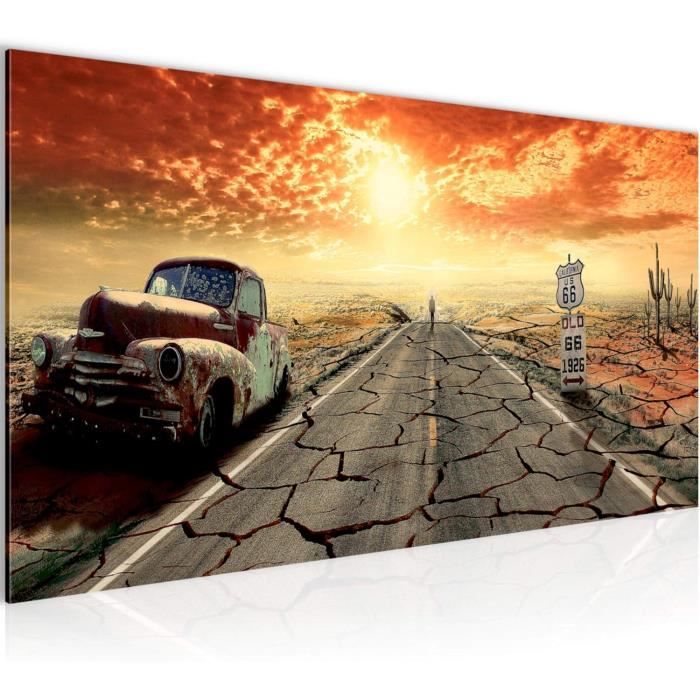 Tableau Decoration Murale Voiture Route 66 1 Partie Moderne Toile Non ...